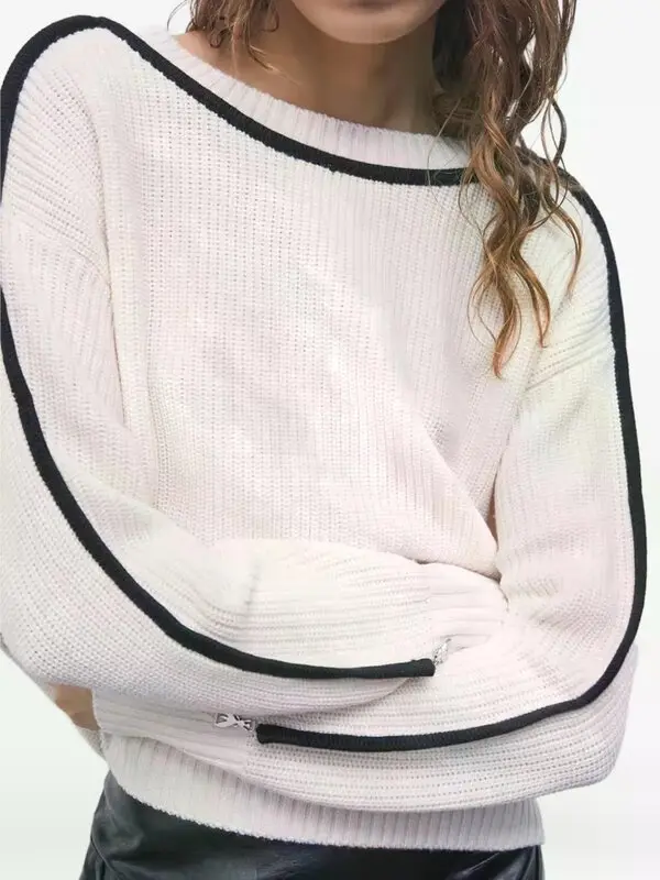 Patrizia Pepe Contrast-trim Zip-detail Sweatshirt