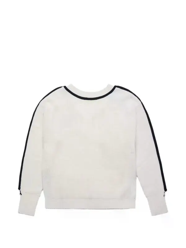 Patrizia Pepe Contrast-trim Zip-detail Sweatshirt - Neutrals