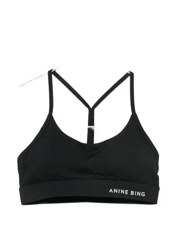 ANINE BING Eve Logo-print Racerback Sports Bra - Black