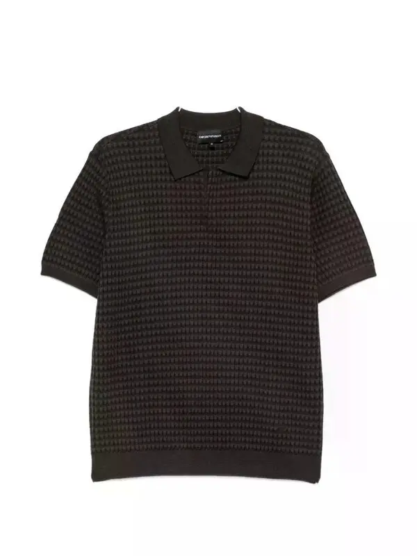 Emporio Armani Waffle-knit Short-sleeve Polo Shirt - Grey