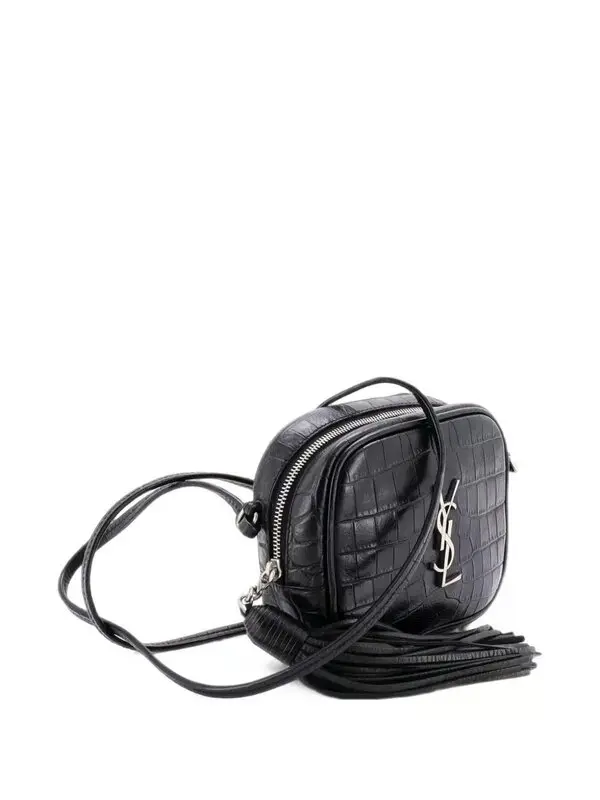Saint Laurent Classic Monogram Blogger Crocodile Embossed Leather Small Crossbody Bag