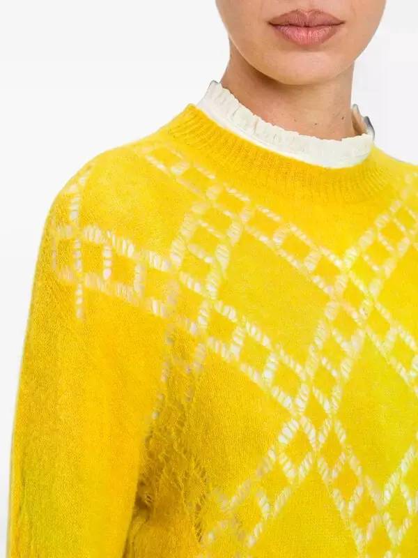 TWINSET Alpaca-blend Diamond-pattern Crew-neck Jumper