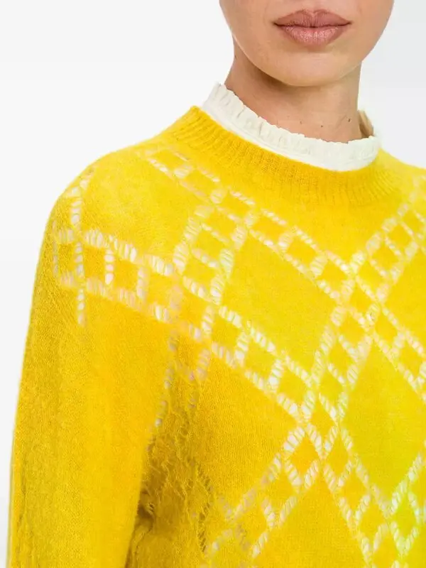 TWINSET Alpaca-blend Diamond-pattern Crew-neck Jumper