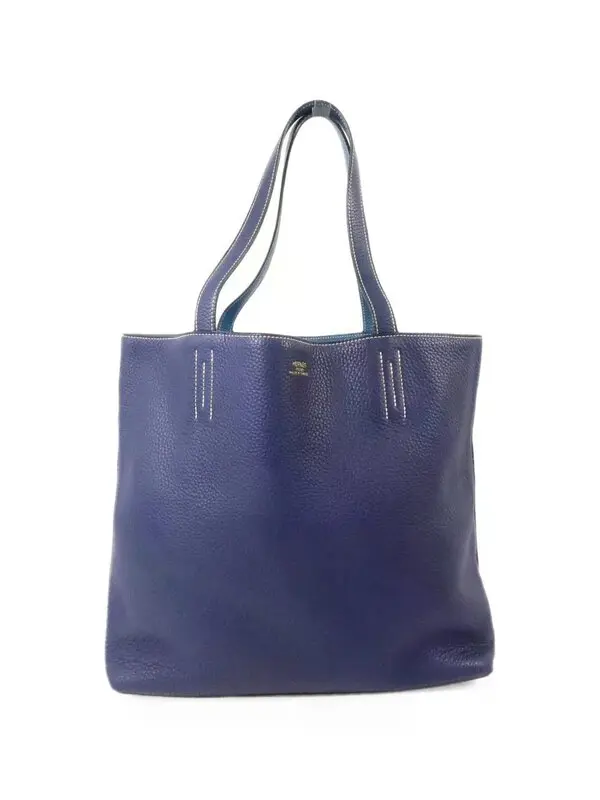 Hermès 36 Double Sens Leather Tote Bag - Blue