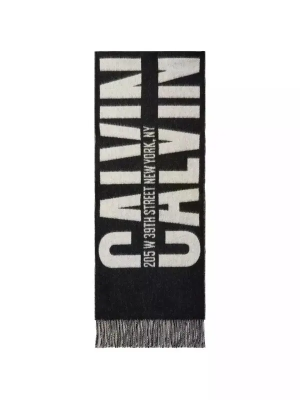Calvin Klein Logo-intarsia Fringed Scarf