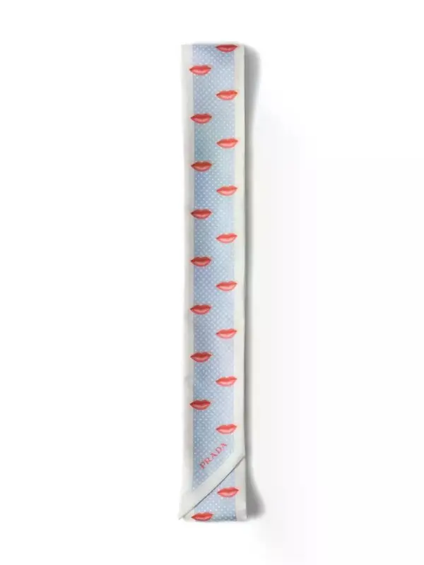 Prada Lips-print Logo-detail Scarf
