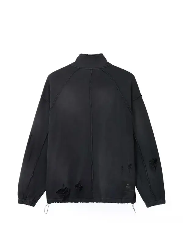 FIVE CM Distressed Quarter-zip Sweater