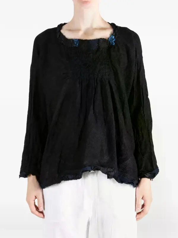 DANIELA GREGIS Smocked Raw-edge Shirt