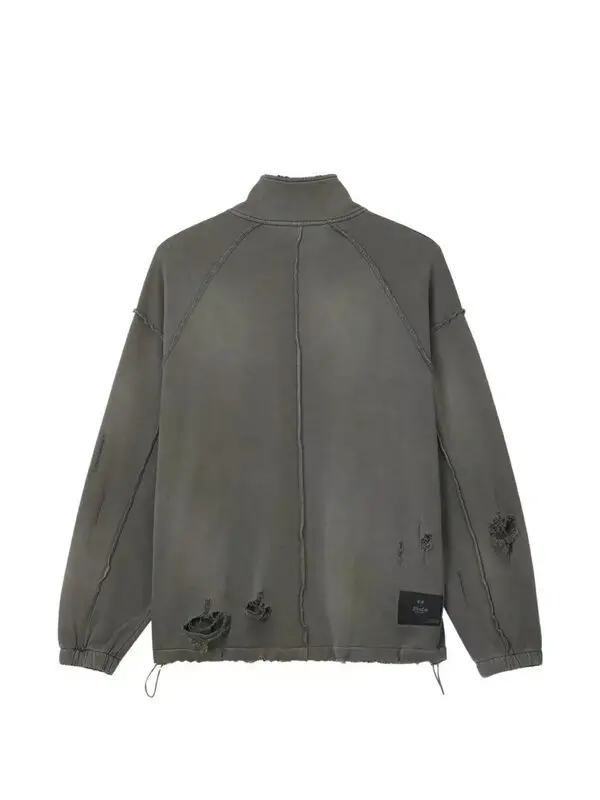 FIVE CM Distressed Quarter-zip Sweater
