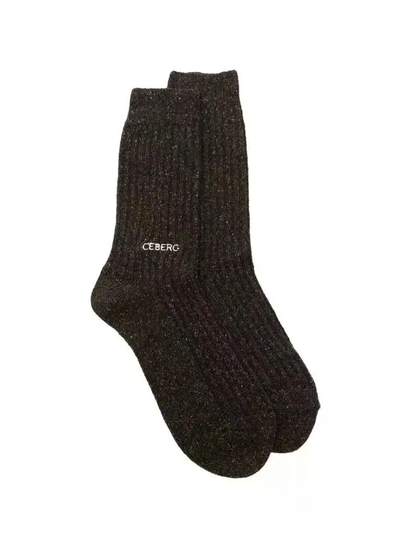 Iceberg Logo-embroidered Socks - Brown