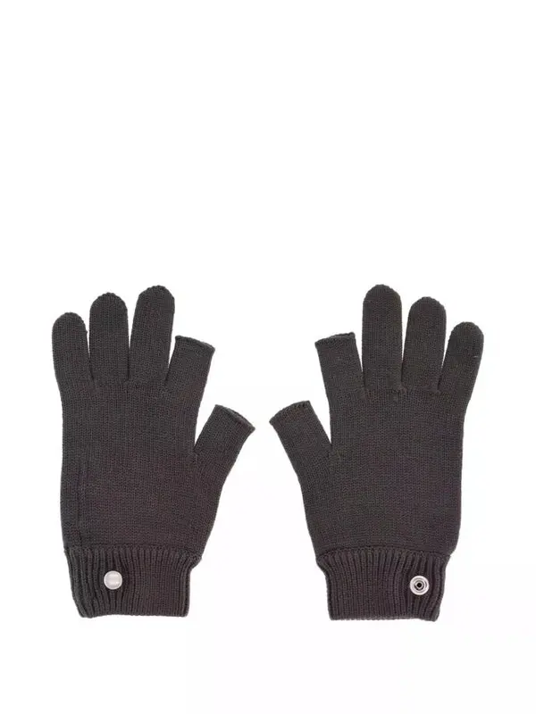 Rick Owens Fingerless-detail Ribbed-cuff Gloves - Black