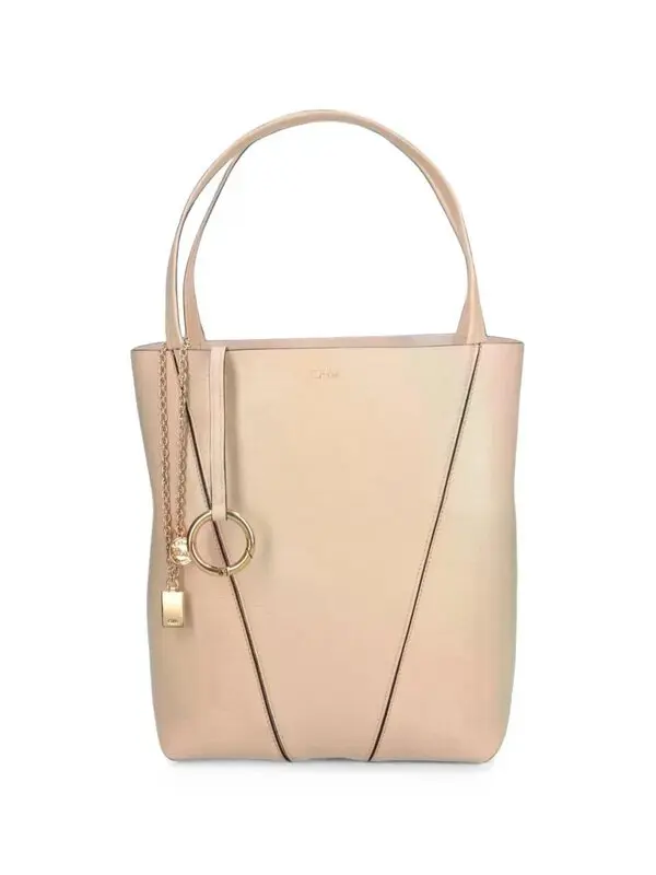 Chloé Spin Logo-print Calf Leather Tote Bag - Pink