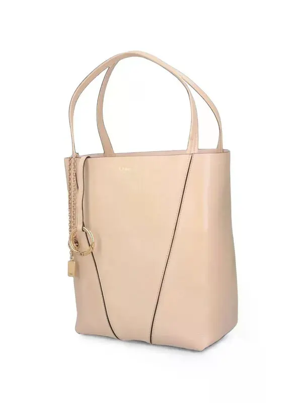 Chloé Spin Logo-print Calf Leather Tote Bag - Pink