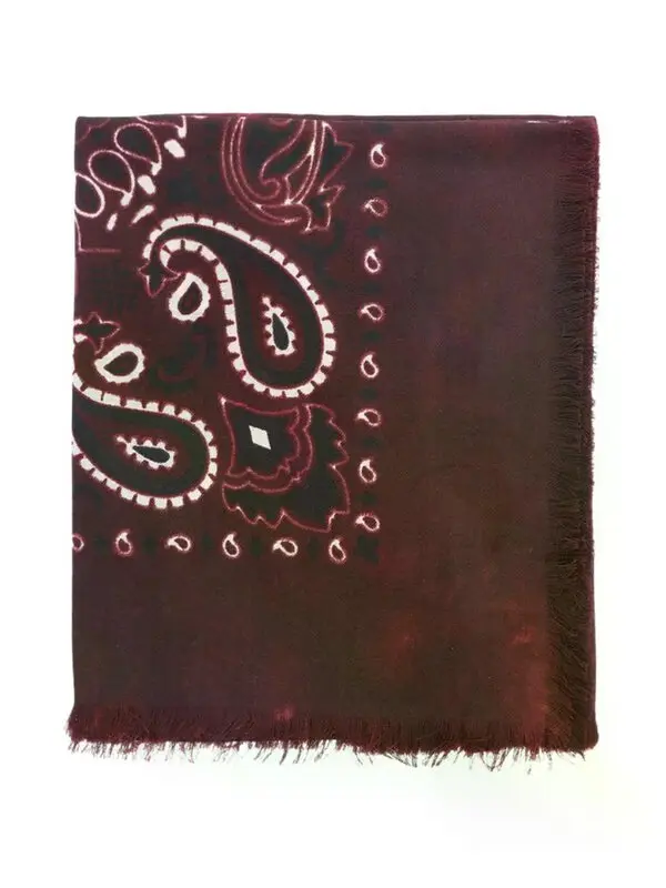 Destin Jil Quapo Paisley-print Frayed Scarf - Red