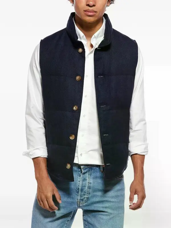 Brunello Cucinelli Quilted High-neck Gilet - Blue