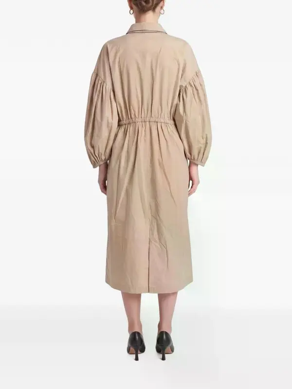 Brunello Cucinelli Midi Gathered-sleeve Shirt Dress