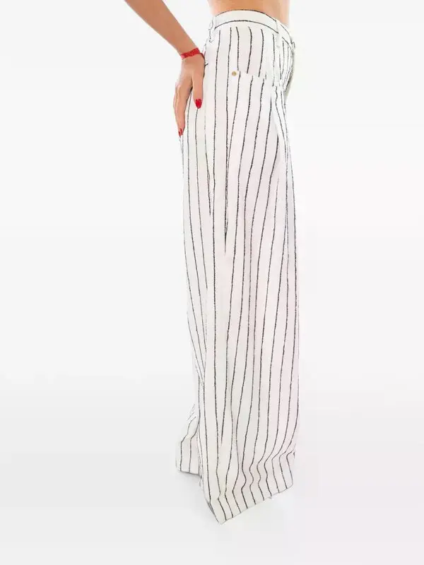 WHITE SAND Striped Wide-leg Trousers