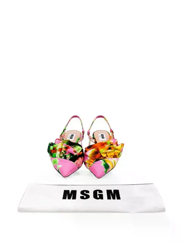 MSGM Floral Ruffle Slingback Shoes - Pink