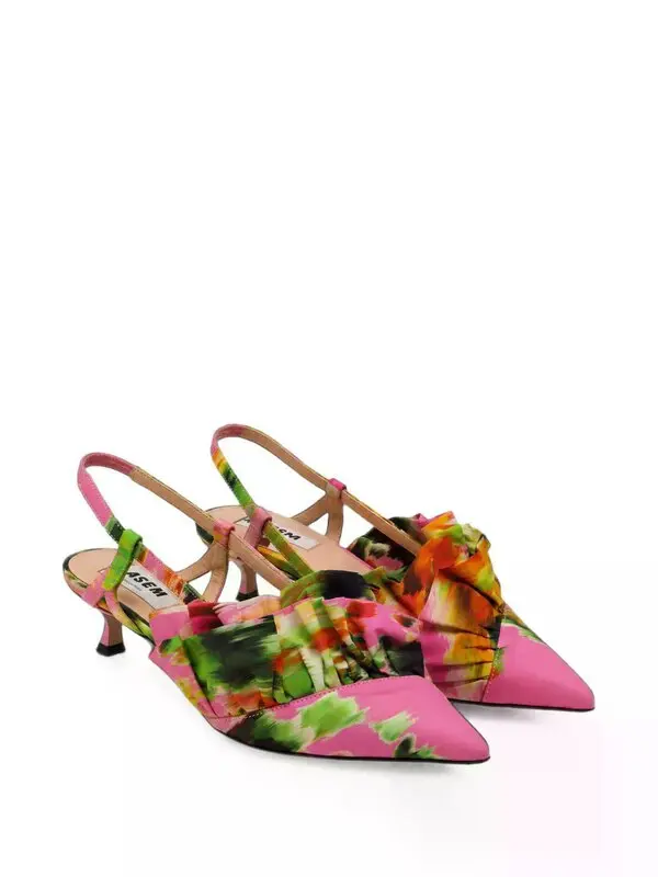 MSGM Floral Ruffle Slingback Shoes