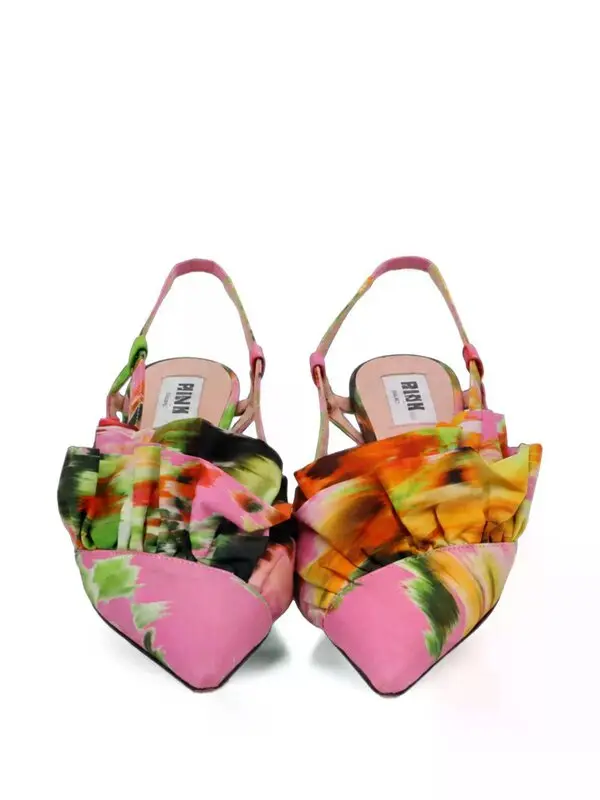 MSGM Floral Ruffle Slingback Shoes