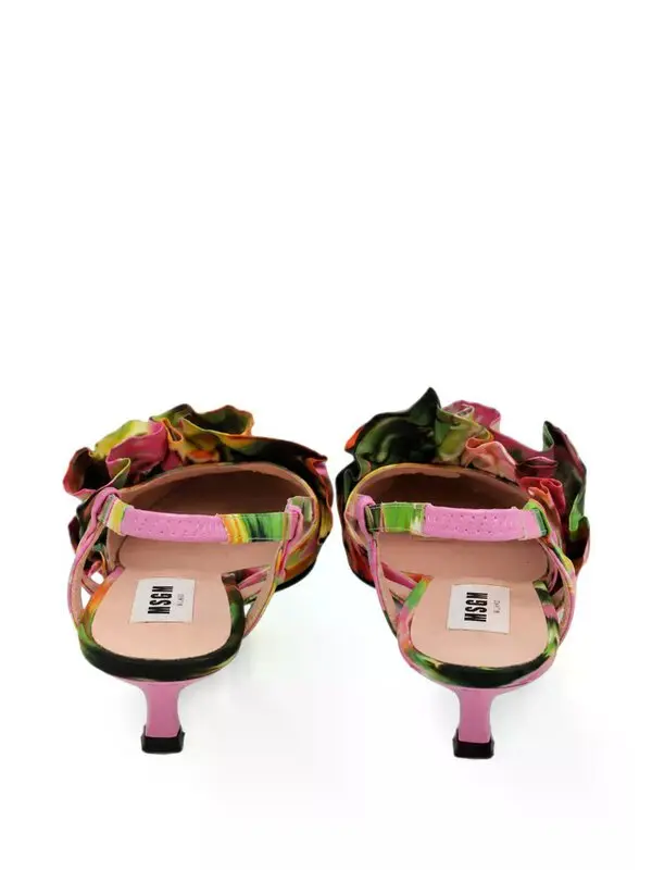 MSGM Floral Ruffle Slingback Shoes