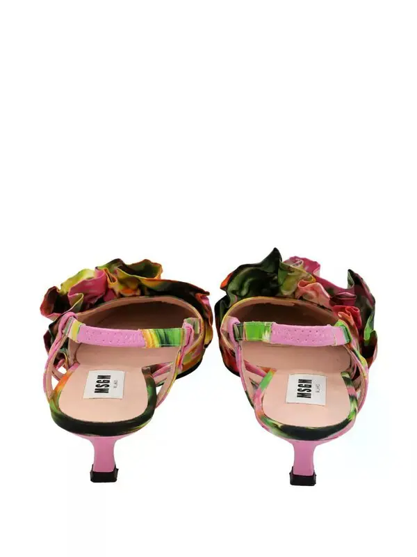 MSGM Floral Ruffle Slingback Shoes