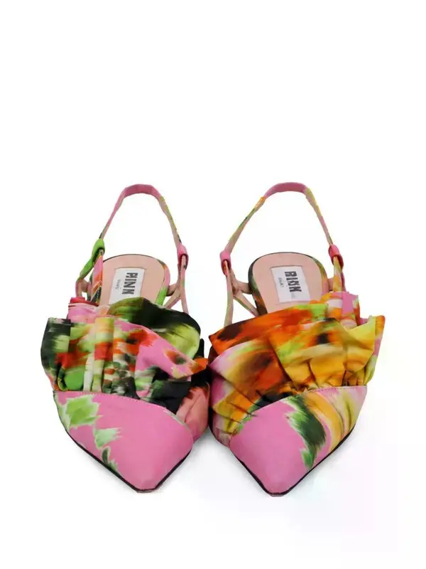 MSGM Floral Ruffle Slingback Shoes