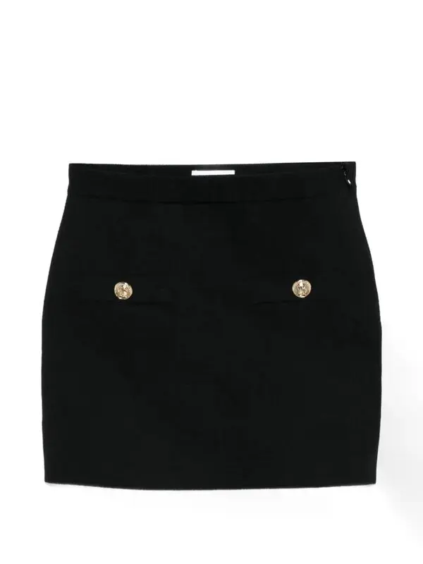 Balmain Button-embellished Knitted Mini Skirt