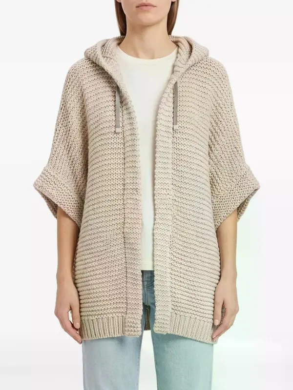 Brunello Cucinelli Chunky-knit Short-sleeve Cardigan - Neutrals