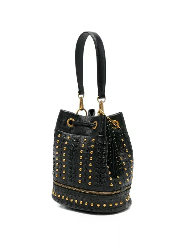 LA CARRIE Stud-embellished Leather Bucket Bag