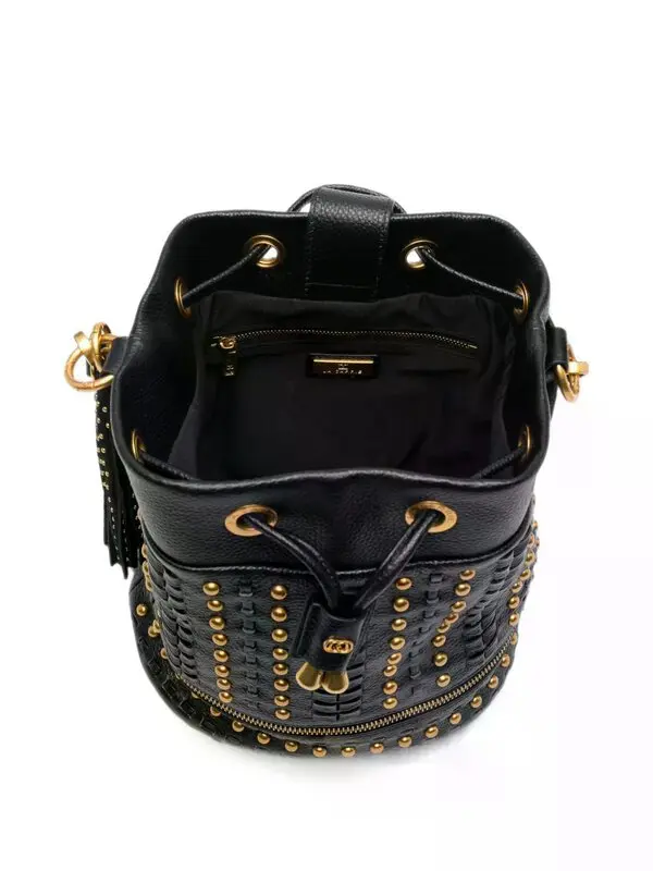 LA CARRIE Stud-embellished Leather Bucket Bag