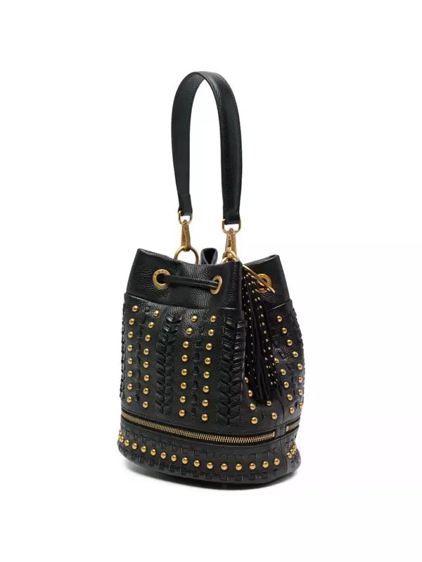 LA CARRIE Stud-embellished Leather Bucket Bag