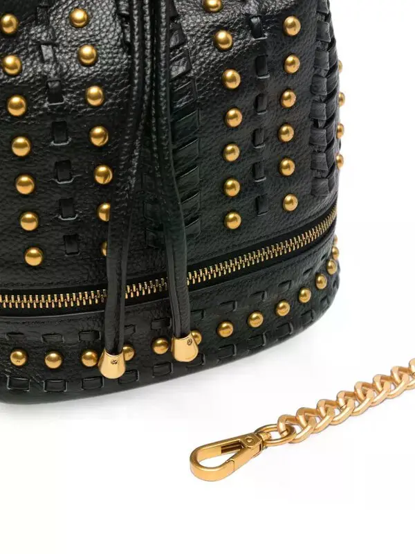 LA CARRIE Stud-embellished Leather Bucket Bag