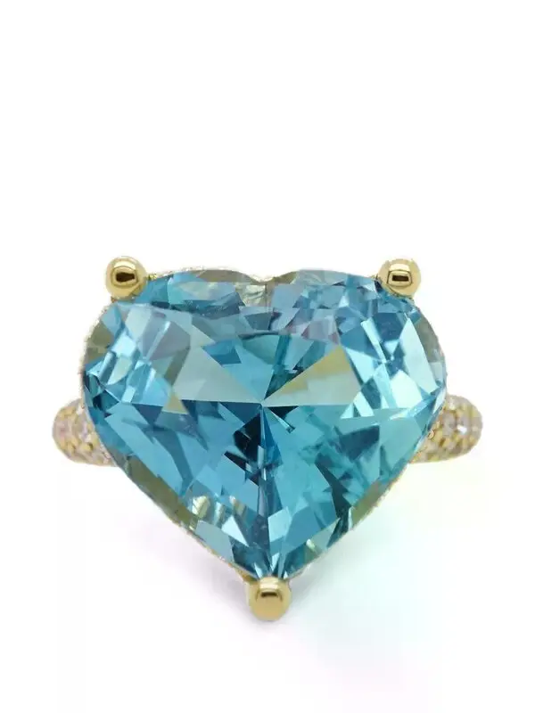 LISA NIK Colors Aquamarine And Diamond Ring - Gold