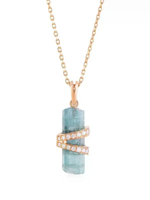 CLARA CHEHAB Medium Elemental Aquamarine And Diamond Pendant Necklace - Gold