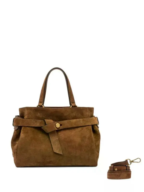 GIANNI CHIARINI Medium Miranda Belted Suede Tote Bag - Brown