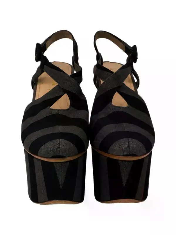 Prada Striped Platform Sandals