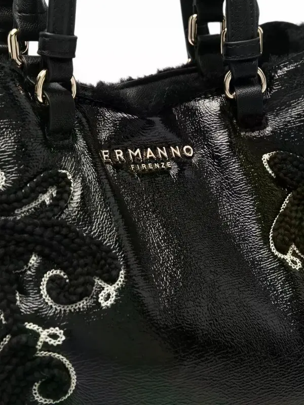 ERMANNO FIRENZE Embroidered Leather Tote Bag