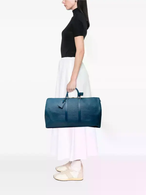 LOUIS VUITTON 1996 Epi Keepall 55 Travel Bag - Blue