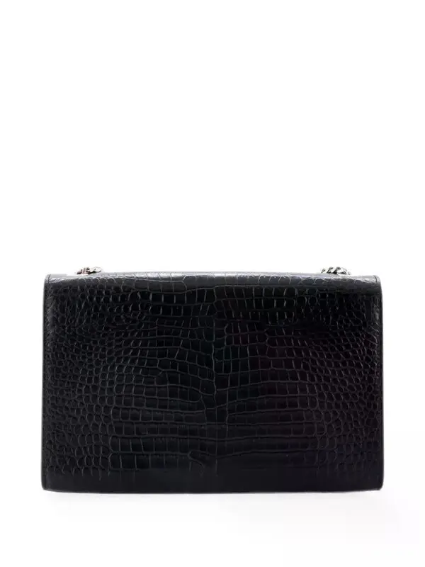 Saint Laurent Classic Monogram Tassel Crocodile Embossed Leather Medium Crossbody Bag - Black