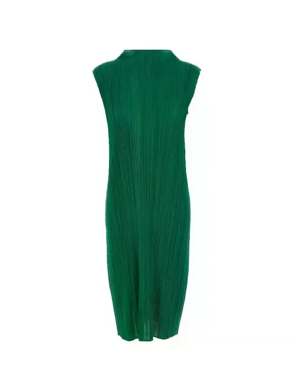Issey Miyake Pleated Sleeveless Midi Dress - Green