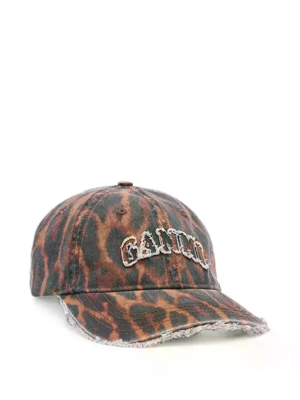 GANNI Cap In Ocelot Leopard