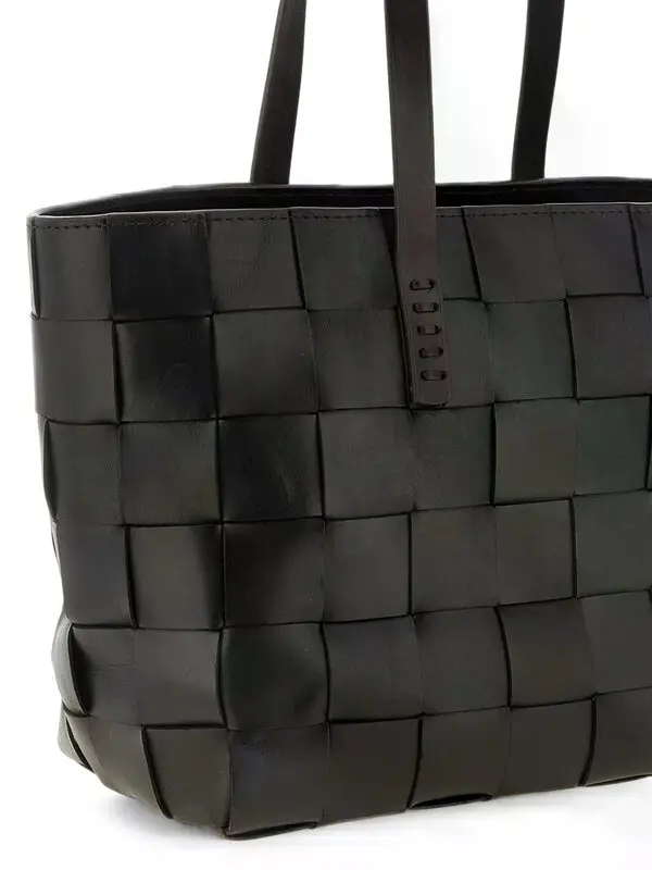 Dragon Diffusion Japan Checkerboard-weave Leather Tote Bag - Black