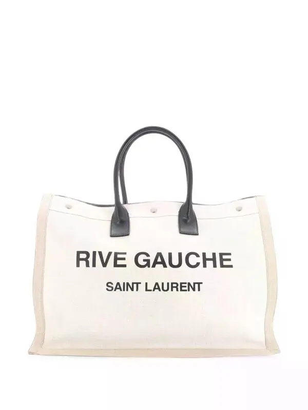 Saint Laurent Rive Gauche Shopper Canvas Large Tote Bag - Neutrals
