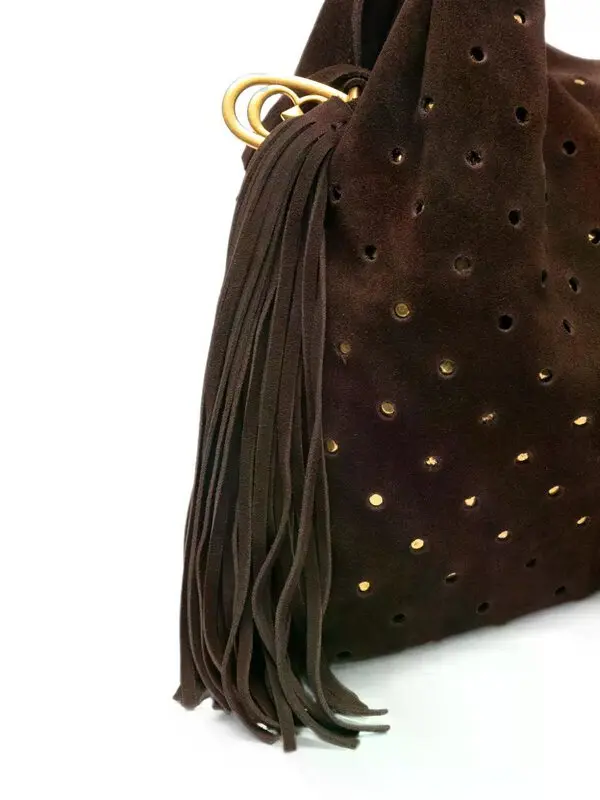LA CARRIE Metropolis Stud-embellished Perforated Shoulder Bag