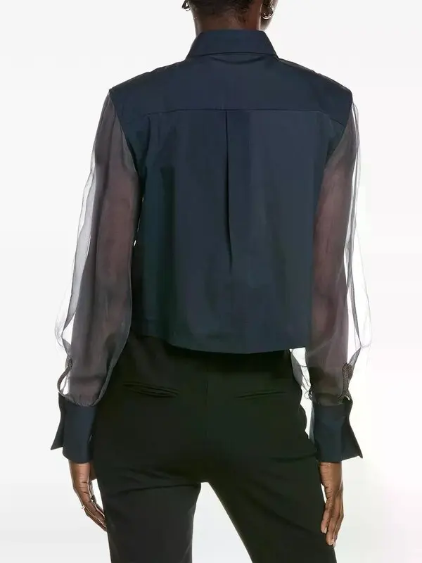 Brunello Cucinelli Sheer-sleeve Cropped Shirt