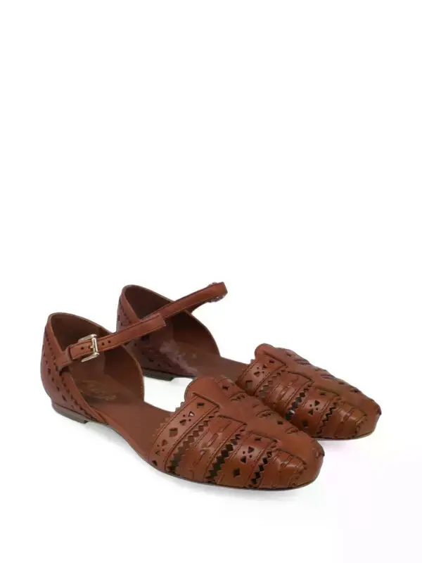 TOD'S Laser-cut Ankle-strap Ballet Flats