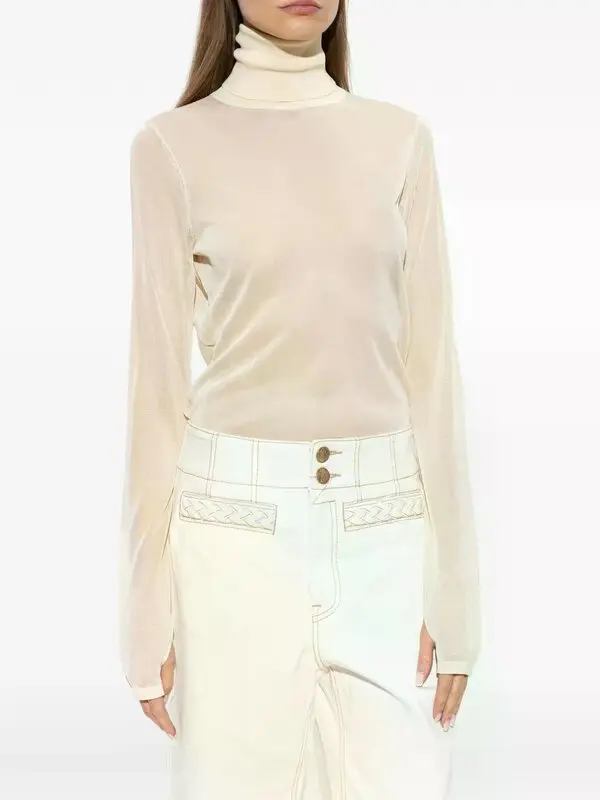 Zimmermann Sheer Roll-neck Top - Neutrals