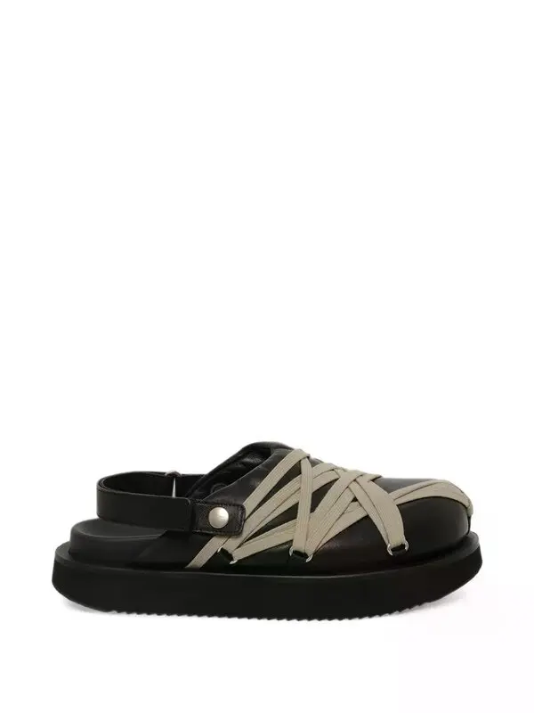 Rick Owens Megalace Padded Leather Mules - Black