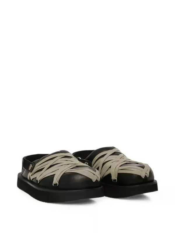 Rick Owens Megalace Padded Leather Mules - Black